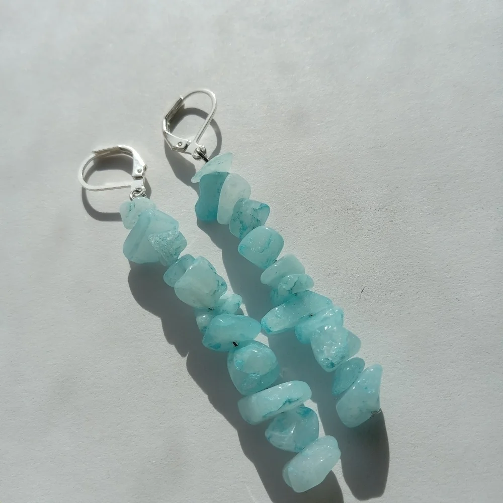 Hand Crafted | Jewelry | Blue Stone Chip Earrings With Hypoallergenic ...